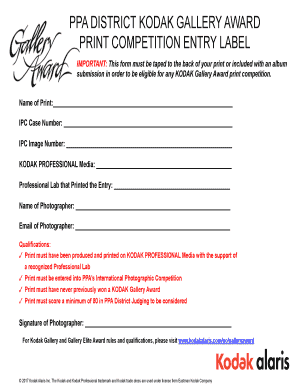 Fillable Online PRINT COMPETITION ENTRY LABEL Fax Email Print - pdfFiller