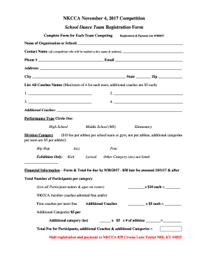 Fillable Online School Dance Team Registration Form Fax Email Print ...
