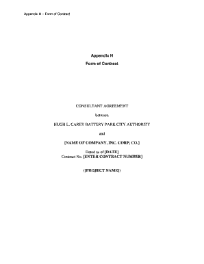 Fillable Online Appendix H Form of Contract Fax Email Print - pdfFiller