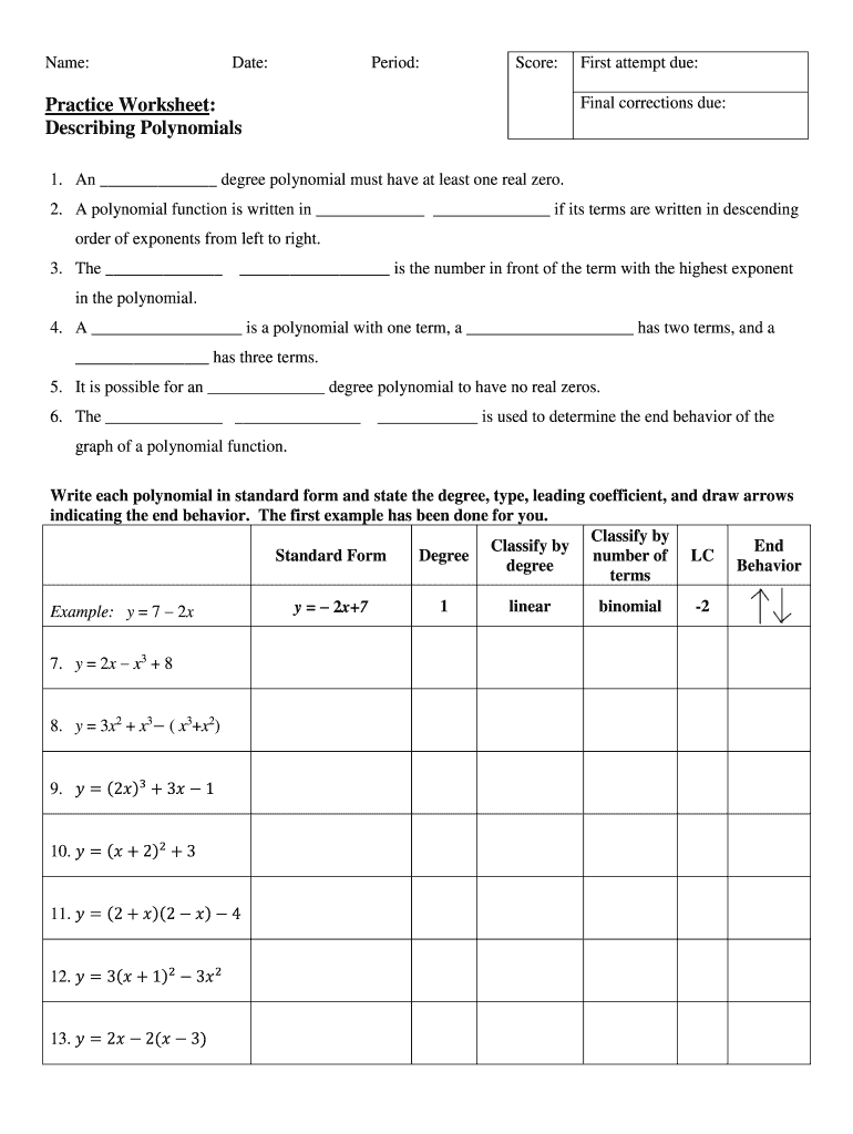 Fillable Online Describing Polynomials Fax Email Print - pdfFiller