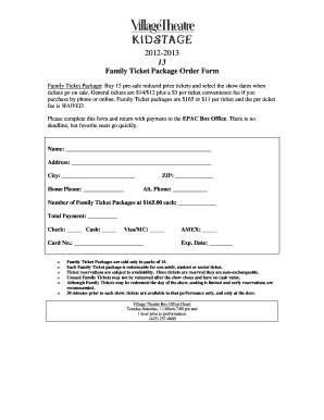 Fillable Online Family Ticket Package Order Form Fax Email Print ...