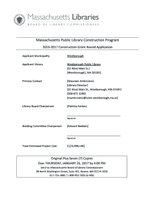 Fillable Online 2016-2017 Construction Grant Round Application Fax Email Print - pdfFiller