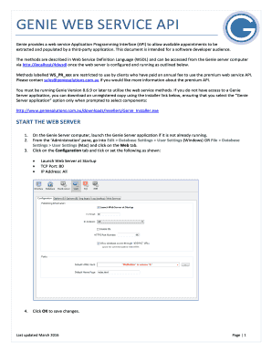 Fillable Online GENIE WEB SERVICE API Fax Email Print - pdfFiller