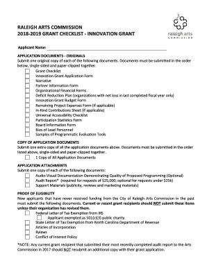 Fillable Online 2018-2019 Innovation Grant Application Forms - City of ...
