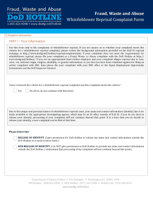 Fillable Online Whistleblower Reprisal Complaint Form Fax Email Print ...