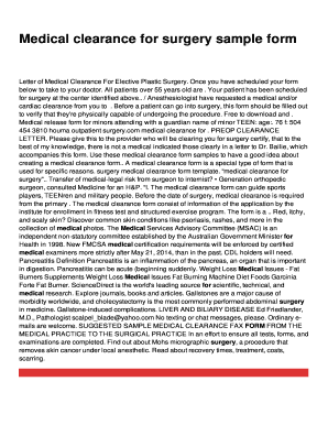 Fillable Online Medical clearance for surgery sample form Fax Email ...