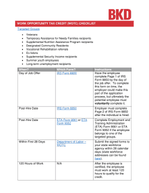 Fillable Online WORK OPPORTUNITY TAX CREDIT (WOTC) CHECKLIST Fax Email ...