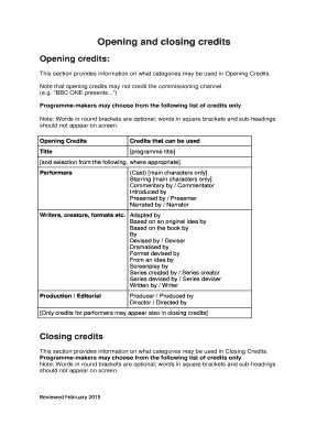 Fillable Online Opening credits: Fax Email Print - pdfFiller