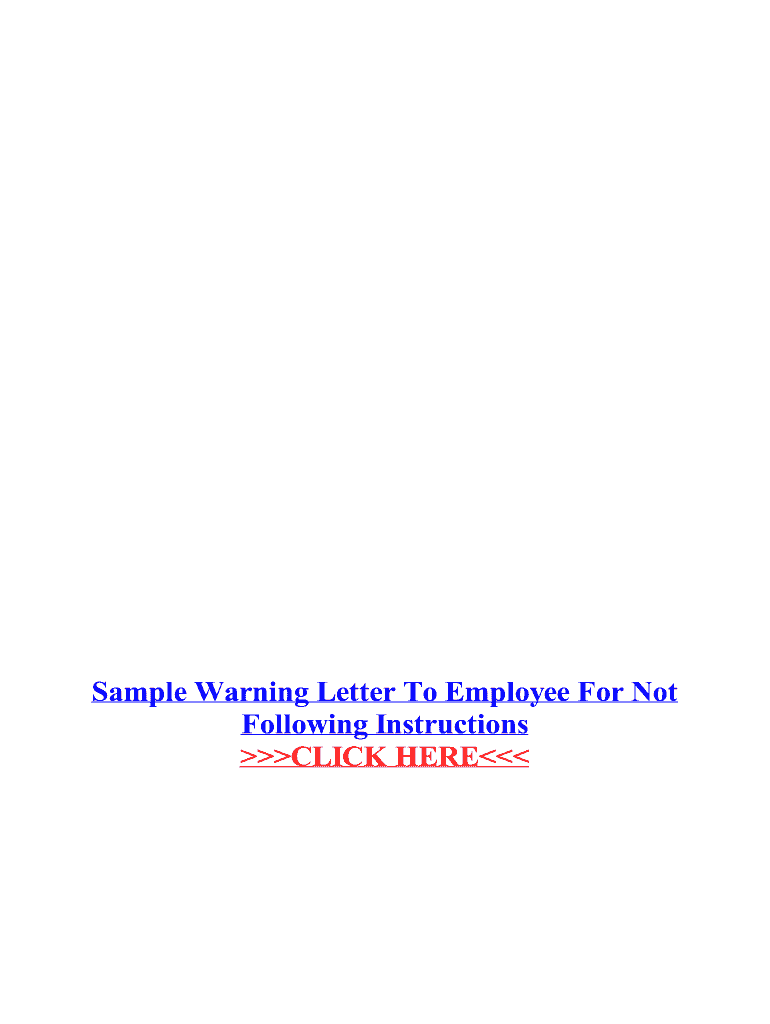 Fillable Online Sample Warning Letter To Employee For Not Fax Email ...