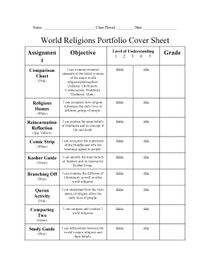 Fillable Online World Religions Portfolio Cover Sheet Fax Email Print ...