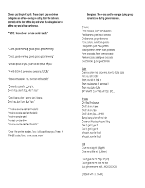 Fillable Online Cheers and Simple Chants: These chants are used when ...
