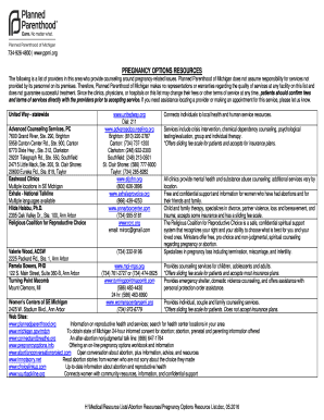 Fillable Online PREGNANCY OPTIONS RESOURCES Fax Email Print - pdfFiller
