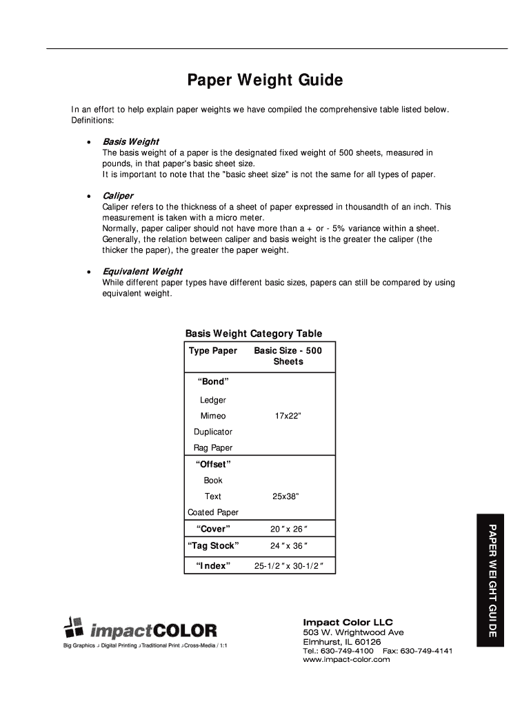 Fillable Online Paper Weight Guide Fax Email Print PdfFiller fillable-online-paper-weight-guide-fax-email-print-pdffiller