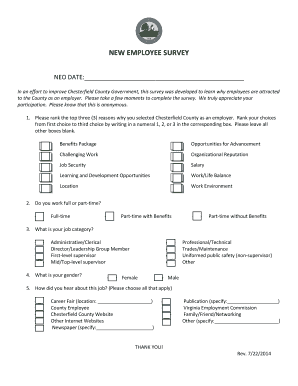 Fillable Online NEW EMPLOYEE SURVEY Fax Email Print - pdfFiller