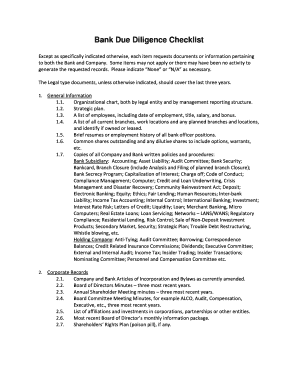 Fillable Online Bank Due Diligence Checklist Fax Email Print - pdfFiller