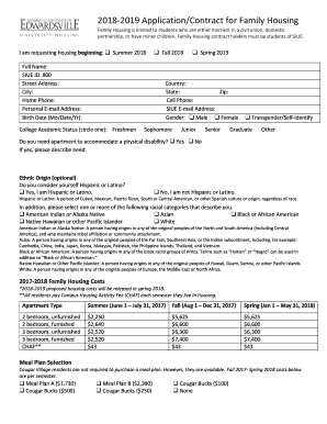 Fillable Online 2018-2019 Application/Contract for Family Housing Fax ...