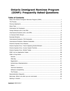 Fillable Online Ontario Immigrant Nominee Program Fax Email Print ...