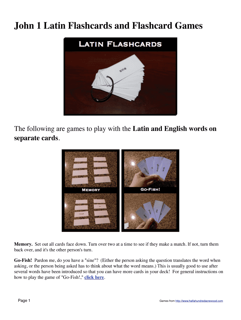 Fillable Online John 1 Latin Flashcards and Flashcard Games Fax Email ...
