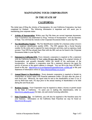 Fillable Online The initial step of filing the Articles of ...