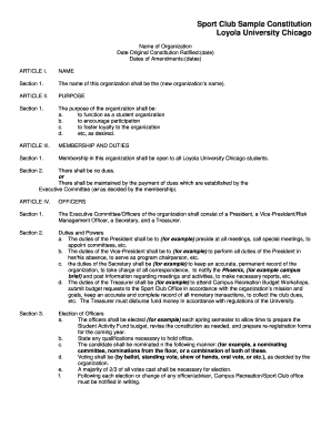 Fillable Online Sport Club Sample Constitution Fax Email Print - pdfFiller