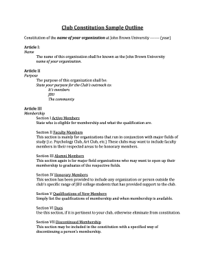 Fillable Online Club Constitution Sample Outline Fax Email Print ...