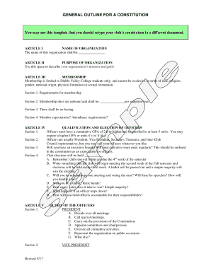 Fillable Online GENERAL OUTLINE FOR A CONSTITUTION Fax Email Print ...