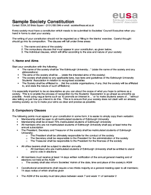 Fillable Online Sample Society Constitution Fax Email Print - pdfFiller
