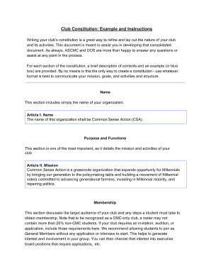 Fillable Online Club Constitution: Example and Instructions Fax Email ...