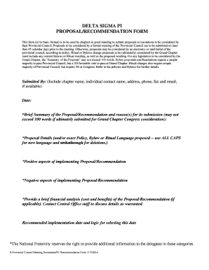 Fillable Online PROPOSAL/RECOMMENDATION FORM Fax Email Print - pdfFiller