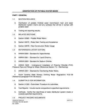 Fillable Online DISINFECTION OF POTABLE WATER MAINS Fax Email Print ...