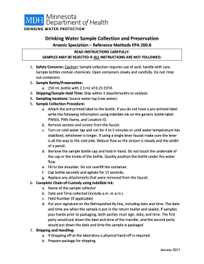 Fillable Online Drinking Water Sample Collection and Preservation Fax ...