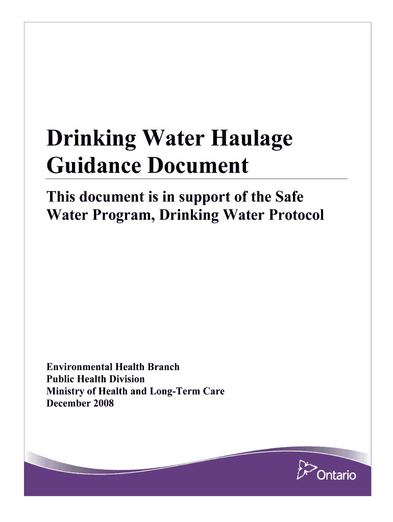 Fillable Online Drinking Water Haulage Fax Email Print - pdfFiller