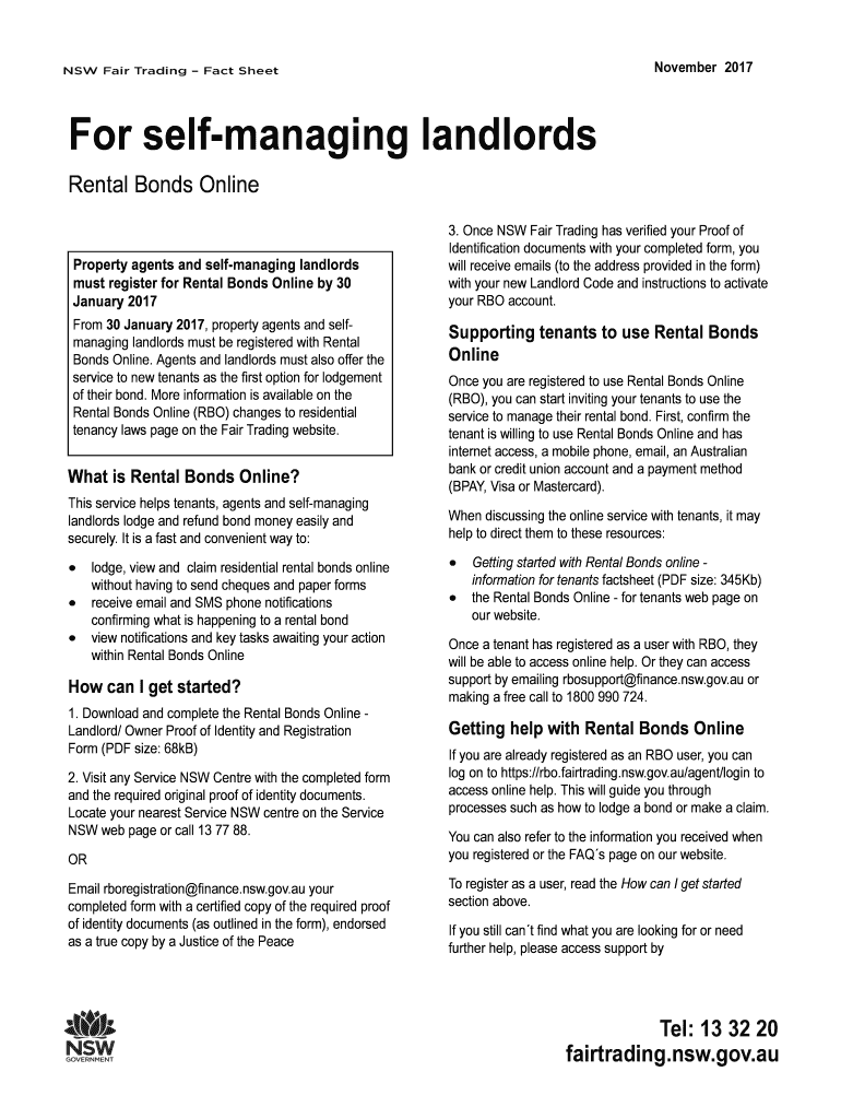Fillable Online For self-managing landlords Fax Email Print - pdfFiller