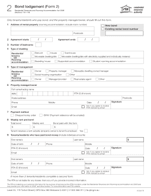 Fillable Online Bond lodgement (Form 2) Fax Email Print - pdfFiller