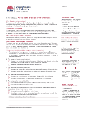 Fillable Online Schedule 2A: Assignor's Disclosure Statement Fax Email ...