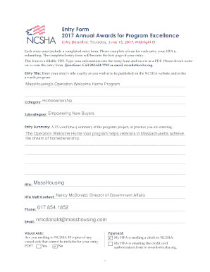 Fillable Online Please complete a form for each entry your HFA is Fax ...