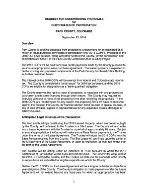 Fillable Online REQUEST FOR UNDERWRITING PROPOSALS Fax Email Print - pdfFiller