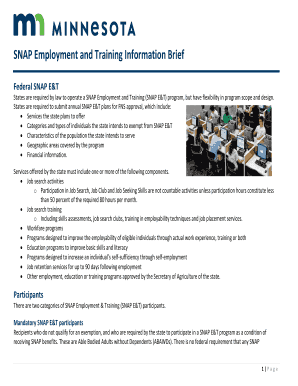 Fillable Online SNAP Employment and Training Information Brief Fax ...