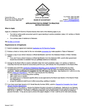 Fillable Online APPLICATION FOR PA PERMIT TO PRACTICE Fax Email Print ...