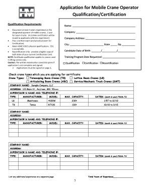 Fillable Online Application for Mobile Crane Operator Fax Email Print ...