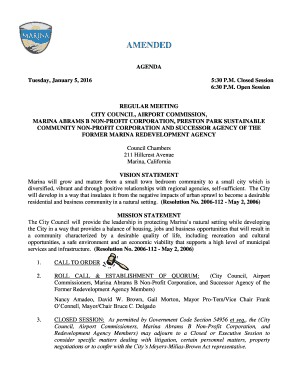 Fillable Online CLOSED SESSION: As permitted by Government Code Section ...