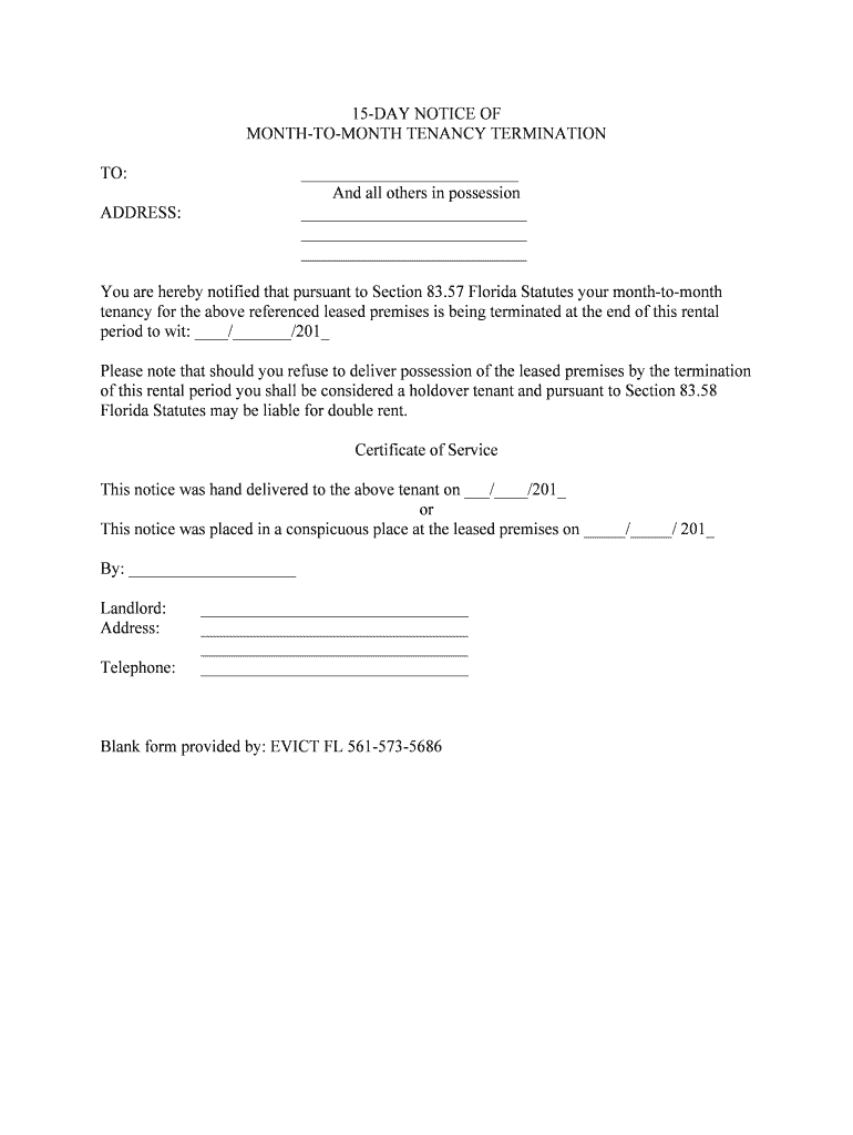 Fillable Online 15-DAY NOTICE OF Fax Email Print - pdfFiller