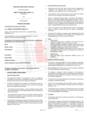 Fillable Online TEMPORARY EMPLOYMENT CONTRACT Fax Email Print - pdfFiller