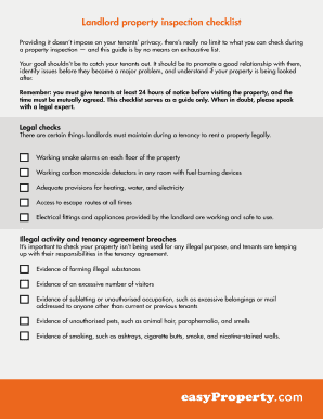 Fillable Online Landlord property inspection checklist Fax Email Print ...
