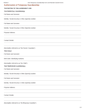 Fillable Online Free Temporary Guardianship Form and Parental Consent ...