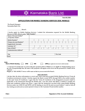 Fillable Online I hereby apply for Mobile Banking Services Fax Email ...