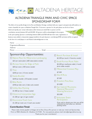 Fillable Online ALTADENA TRIANGLE PARK AND CIVIC SPACE Fax Email Print ...