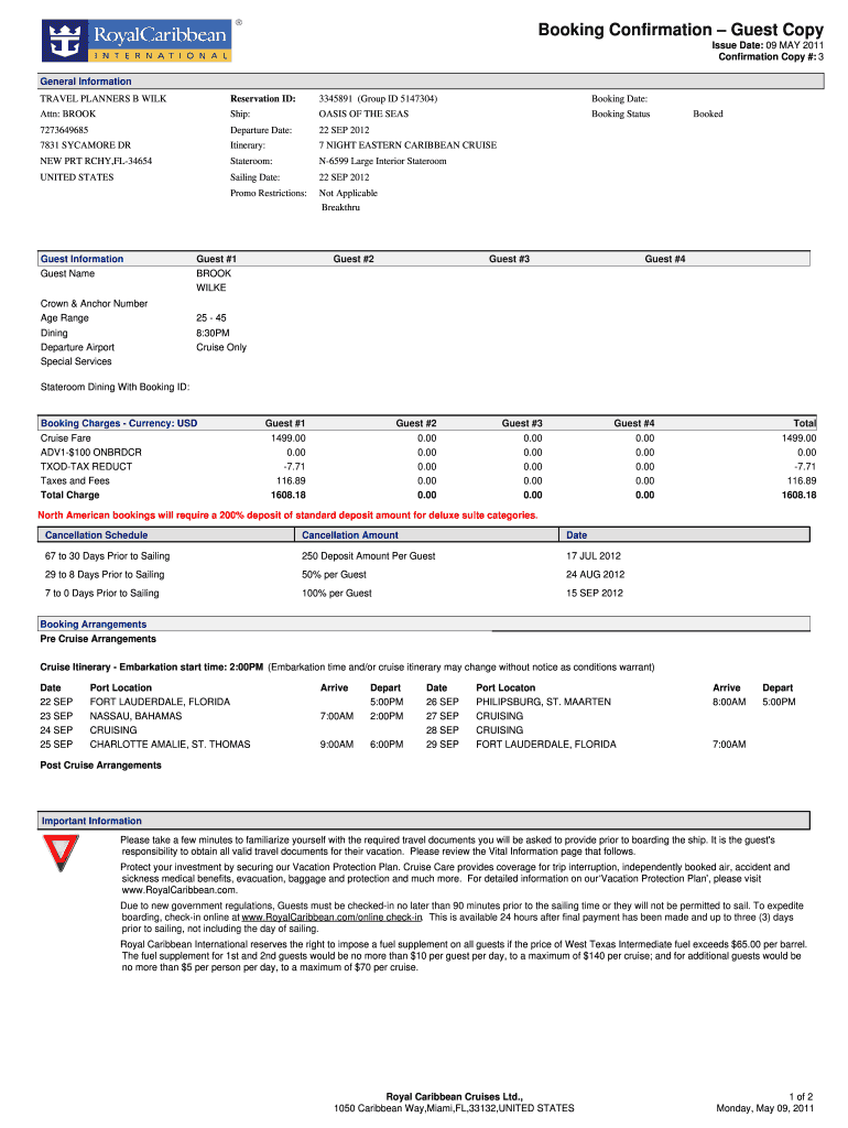 Fillable Online Booking Confirmation Guest Copy Fax Email Print - pdfFiller