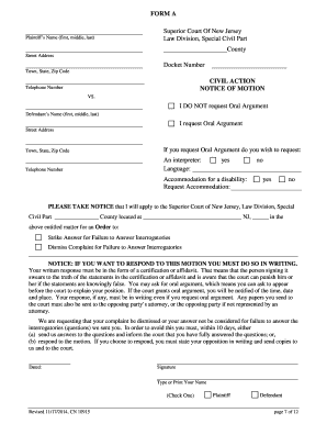 Fillable Online Motion to Dismiss / Suppress Failure to Answer Interrogatories Fax Email Print ...