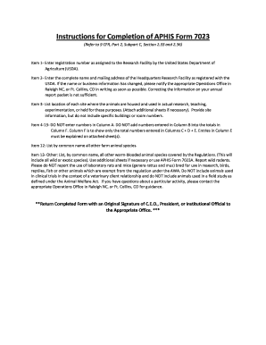 Fillable Online Instructions for Completion of APHIS Form 7023 Fax ...
